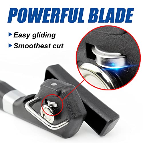 PrinChef Safety Can Opener Smooth Edge, Built-in Bottle Opener | Rust Proof Can Opener Manual, with Sharp Blade| Handheld Can Openers Heavy Duty, Side Cut Design, Easy and Safe to Use, Black