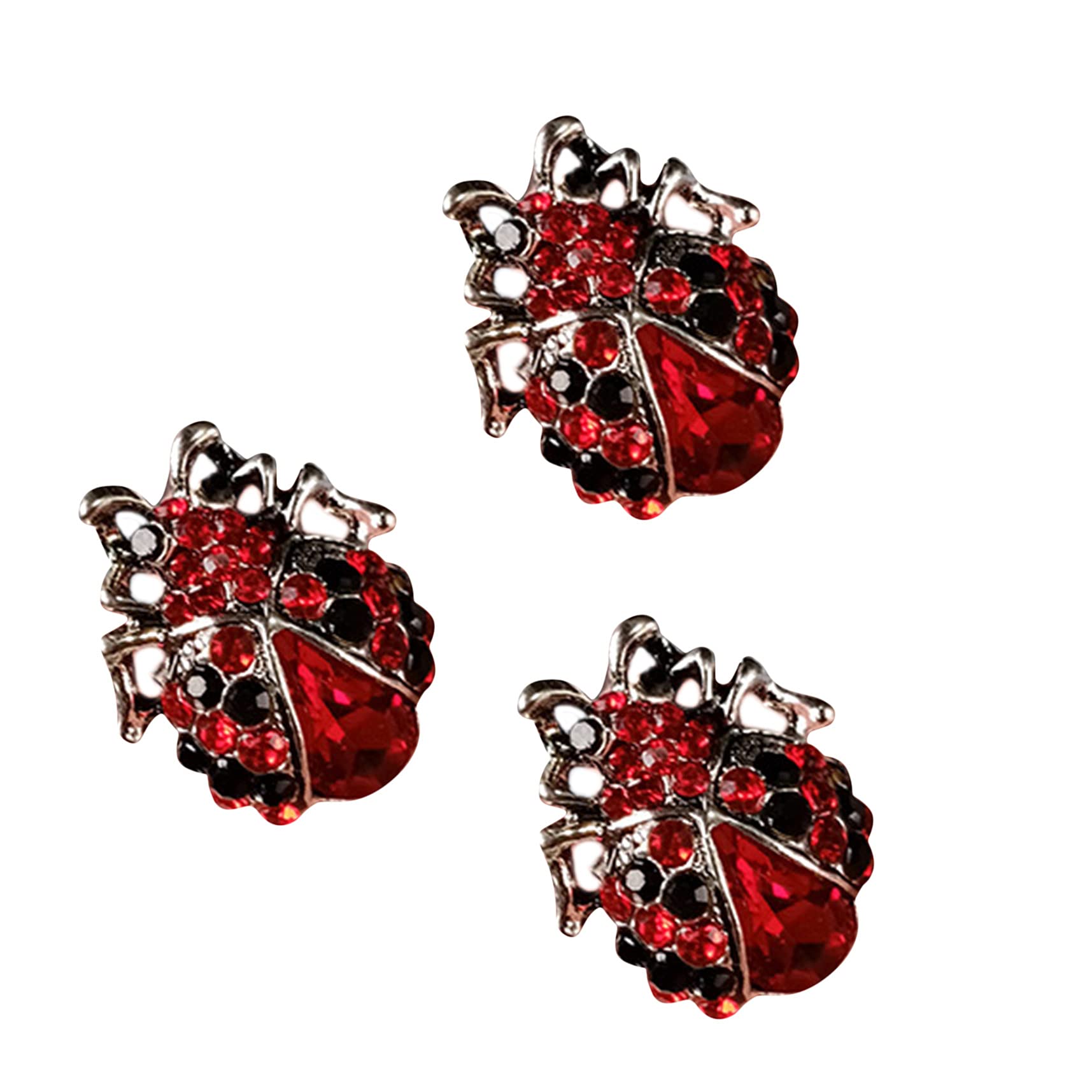 ZHENGFEN Vintage Red Crystal Rhinestone Ladybug Beetle Brooch Pin Red Stone Beetle Bug Jewelry Accessory 2.2x2.6cm