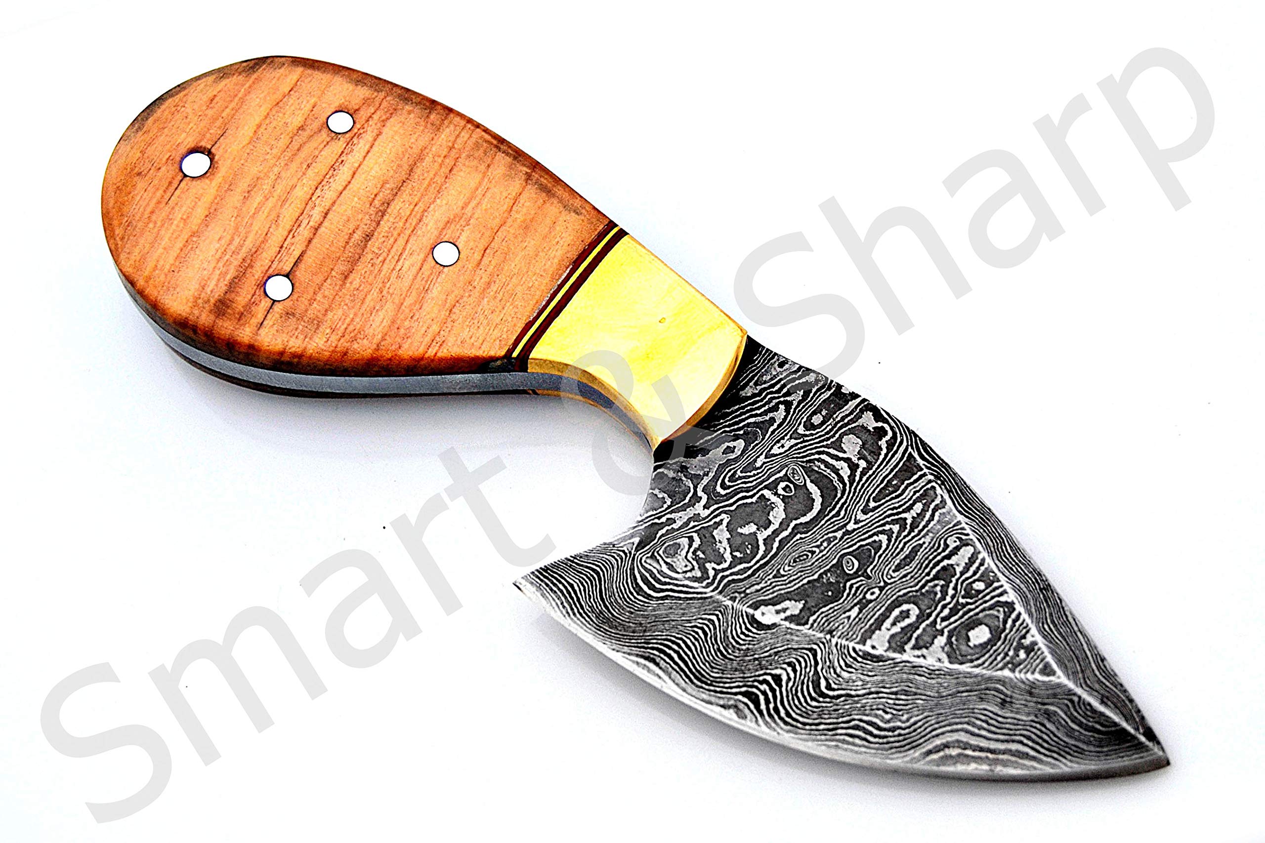 Smart & Sharp Custom Handmade Damascus Steel Hunting Knife/Skinning Knife AA-17274 (Natural Kow Wood)