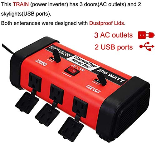 Supcool 200W Car Power Inverter DC 12V to 110V AC with 2 USB Car Charger Adapter