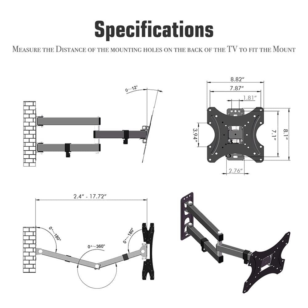 Universal Tv Stand Height Adjustable Tv Mount Stand Table Top Tv Base with Heavy-Duty Base for 32-55 Inch Led Flat Screen Tvs Hold Up to 88Lbs