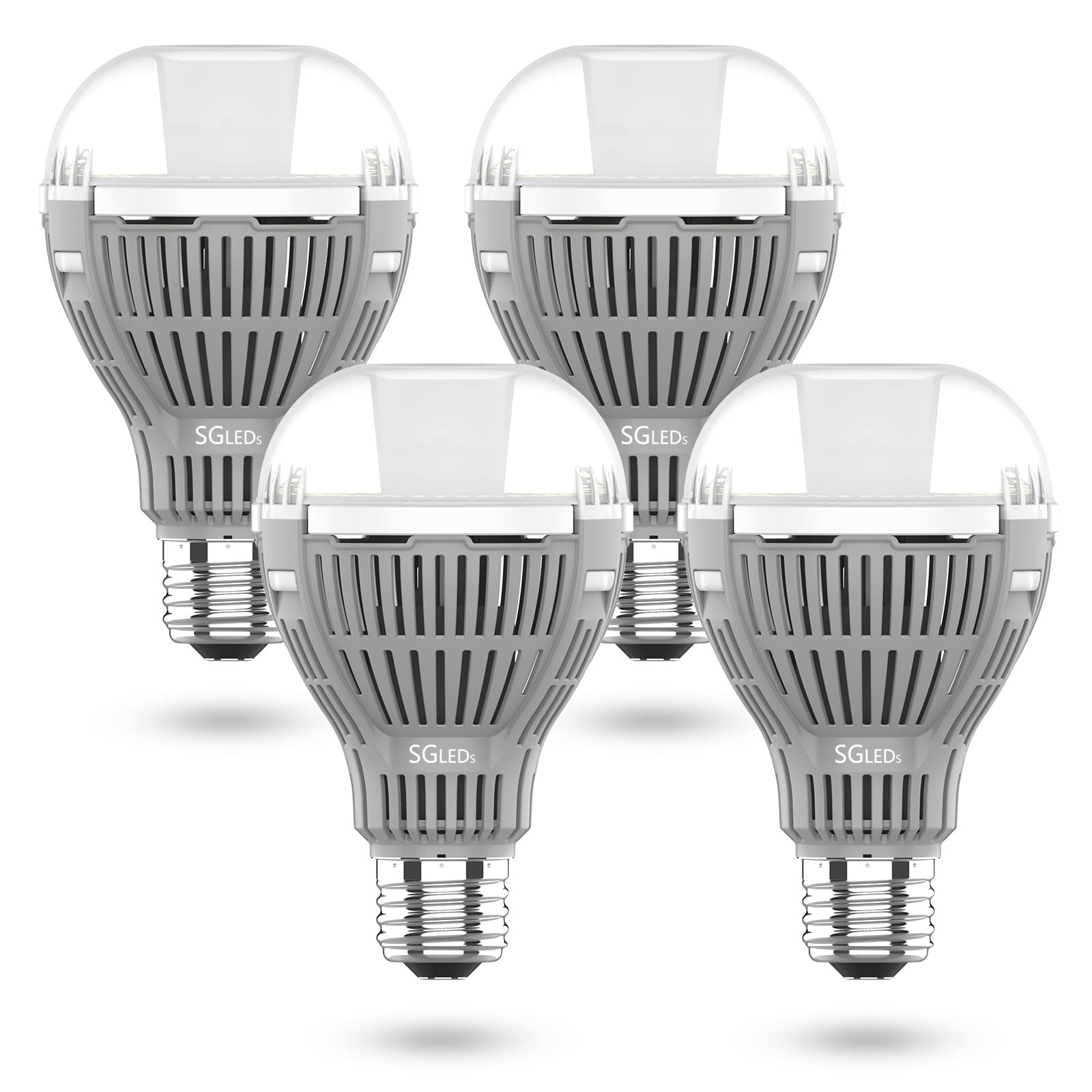 SGLEDs 4 Pack A19 Enclosed Fixture LED Bulb 150W Equivalent 5000K Bright White 2200 Lumens Light Bulb 16W Bulbs Non-Dimmable E26 Base