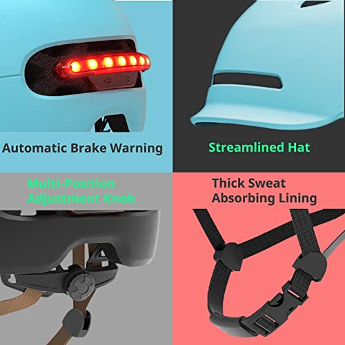 Smart4u Smart Bike Helmet with 3 Types of Alert Lights, Smart & Safe Bling Helmet, Comfortable, Lightweight, Breathable & Waterproof Cycling Helmet, Blue