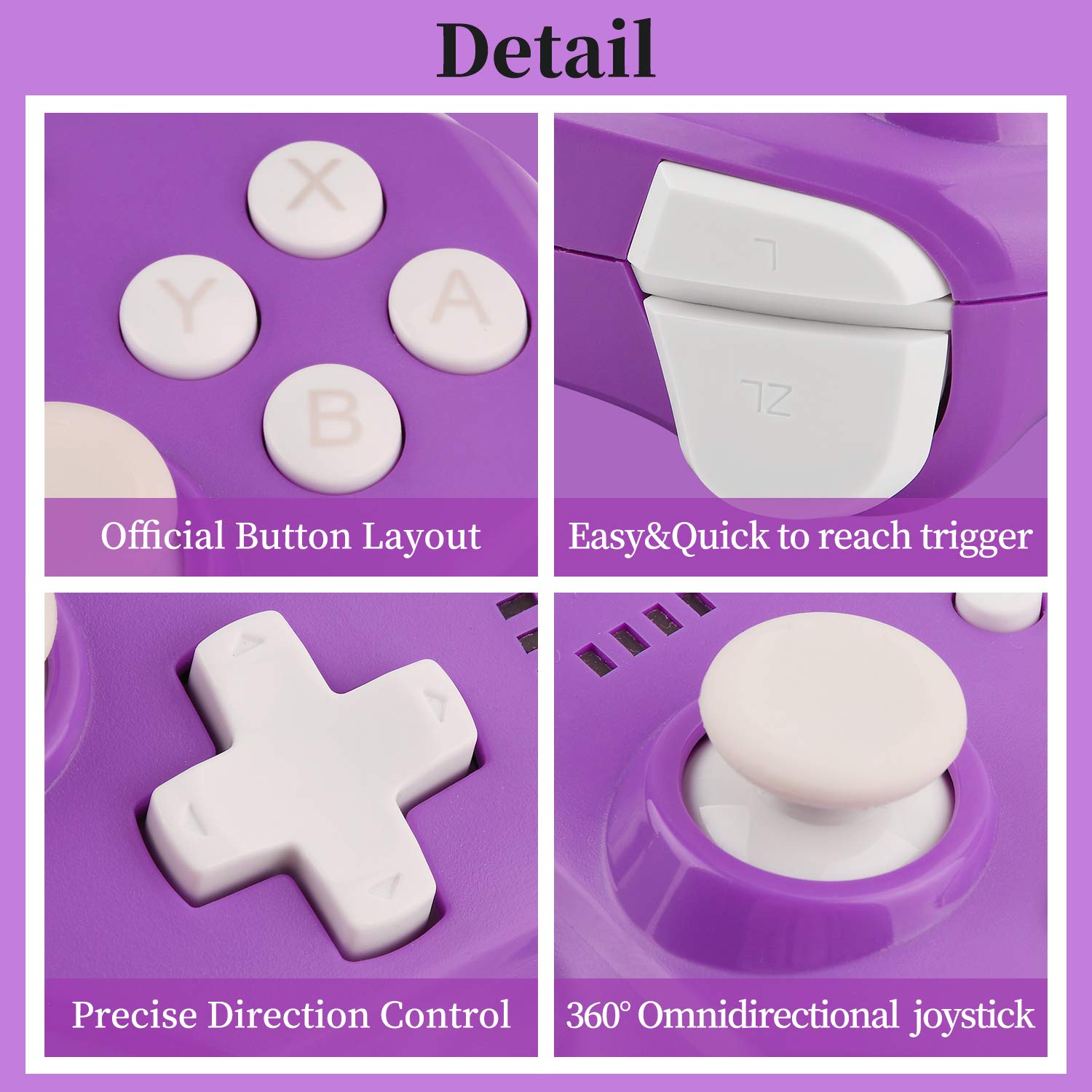 TechKen Wireless Controller Compatible for Nintendo Switch and Switch Lite all Version, Bluetooth controller Support Rumble Gyro Axis Function Capture