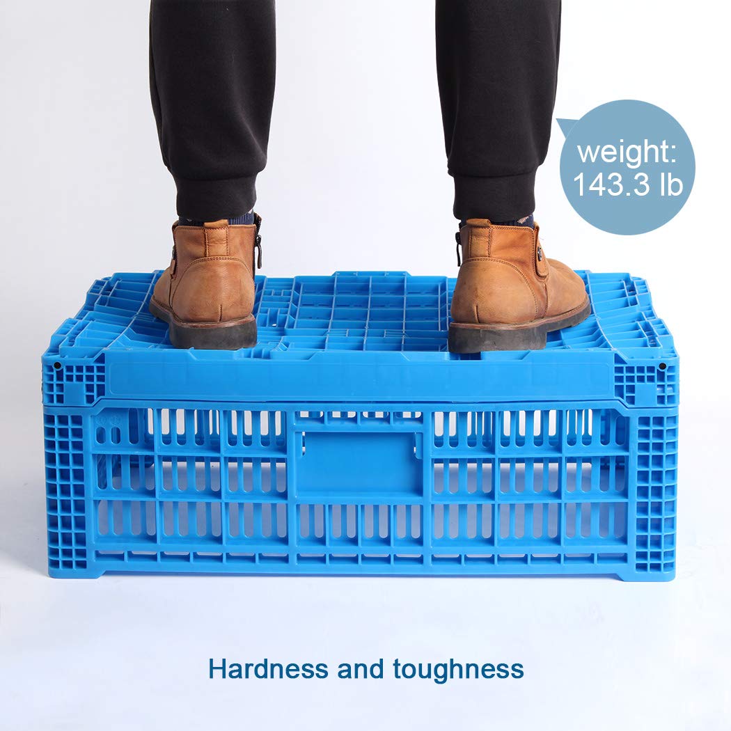 QTJH Collapsible Storage Bin Containe,52 Liter Transfer box,crate Transit storage of various items (23.6" L x 15.7" W x 8.6" H)