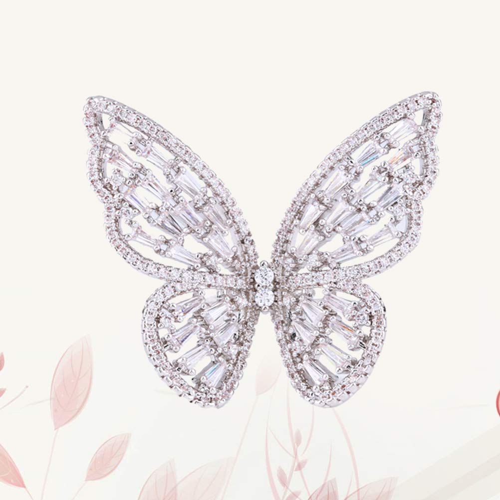 TENDYCOCO Women Big Butterfly Ring Beautiful Luxury Crystal Ring for Party Banquet ï¼ˆ7ï¼‰