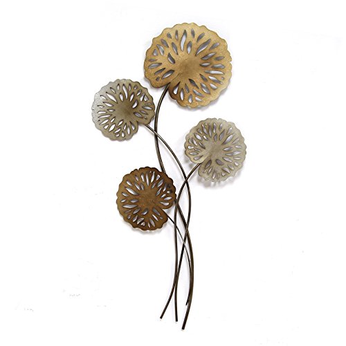Stratton Home Decor SHD0183 Water Lilies Wall Decor, 17.25 W X 2.25 D X 35.25 H, Multi Metallic