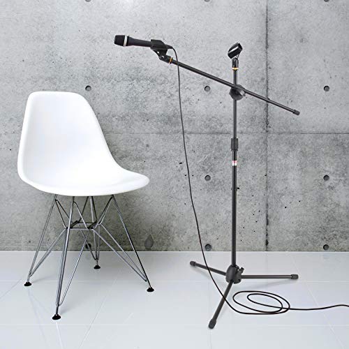 Pyle Universal Adjustable Tripod Microphone Stand - Pair of Heavy Duty Lightweight Professional Compact Extendable Stage Studio Floor Standing Boom Mic Holder w/ Carry Bag, 5/8" Adapter - PMKSKT35