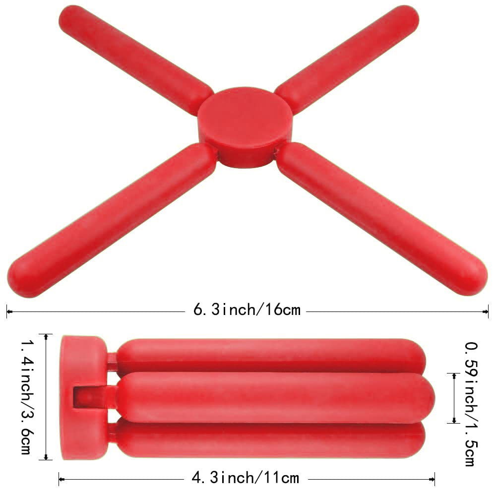 TENTA Kitchen Utility Foldable Silicone Trivets, Expandable/Collapsible Trivets, Stretch Expandable Silicone Trivet, Green/Blue (Pack of 2)