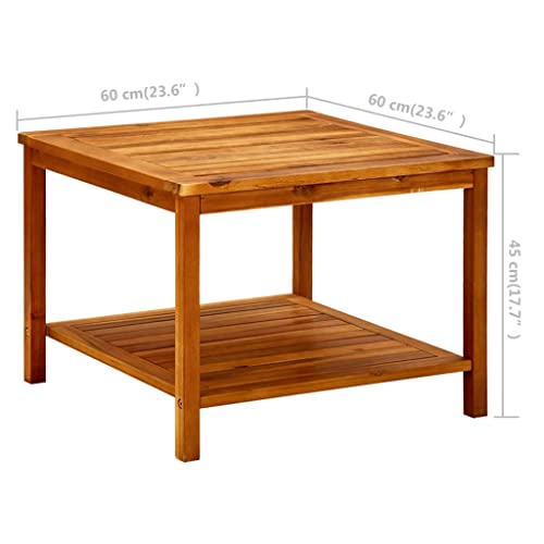 QJBSAVVA Coffee Table 23.6"x23.6"x17.7" Solid Acacia Wood,Bedside Tables Side Tables End Tables Entrance Tables Suitable for Meeting Rooms, Reception Rooms, Offices