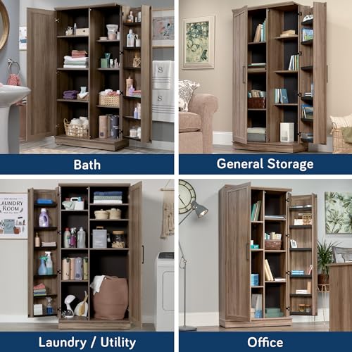 Sauder HomePlus Storage Pantry cabinets, L: 35.35" x W:17.09" x H: 71.22", Salt Oak finish