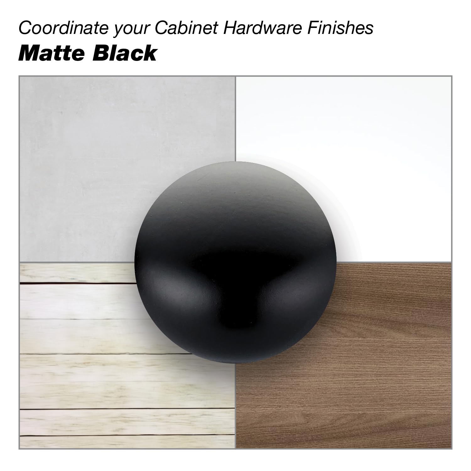 Richelieu Hardware BP3922900 Evanston Collection 1 1/4-inch (32 mm) Matte Black Functional Round Closet Door Knob for Kitchen, Bathroom, and Furniture