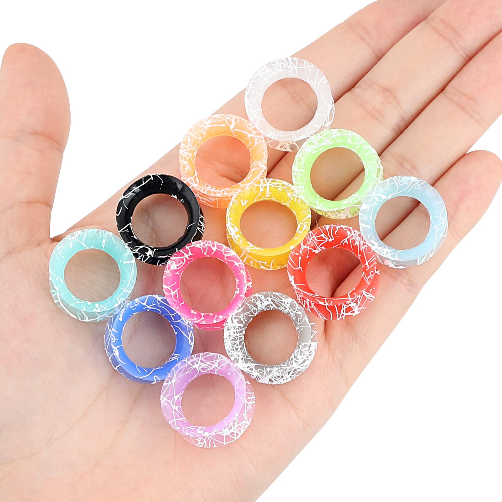 YOFANST 12 Pairs Soft Silicone Ear Gauges Colorful Ear Skin Tunnels with White Lines 00G