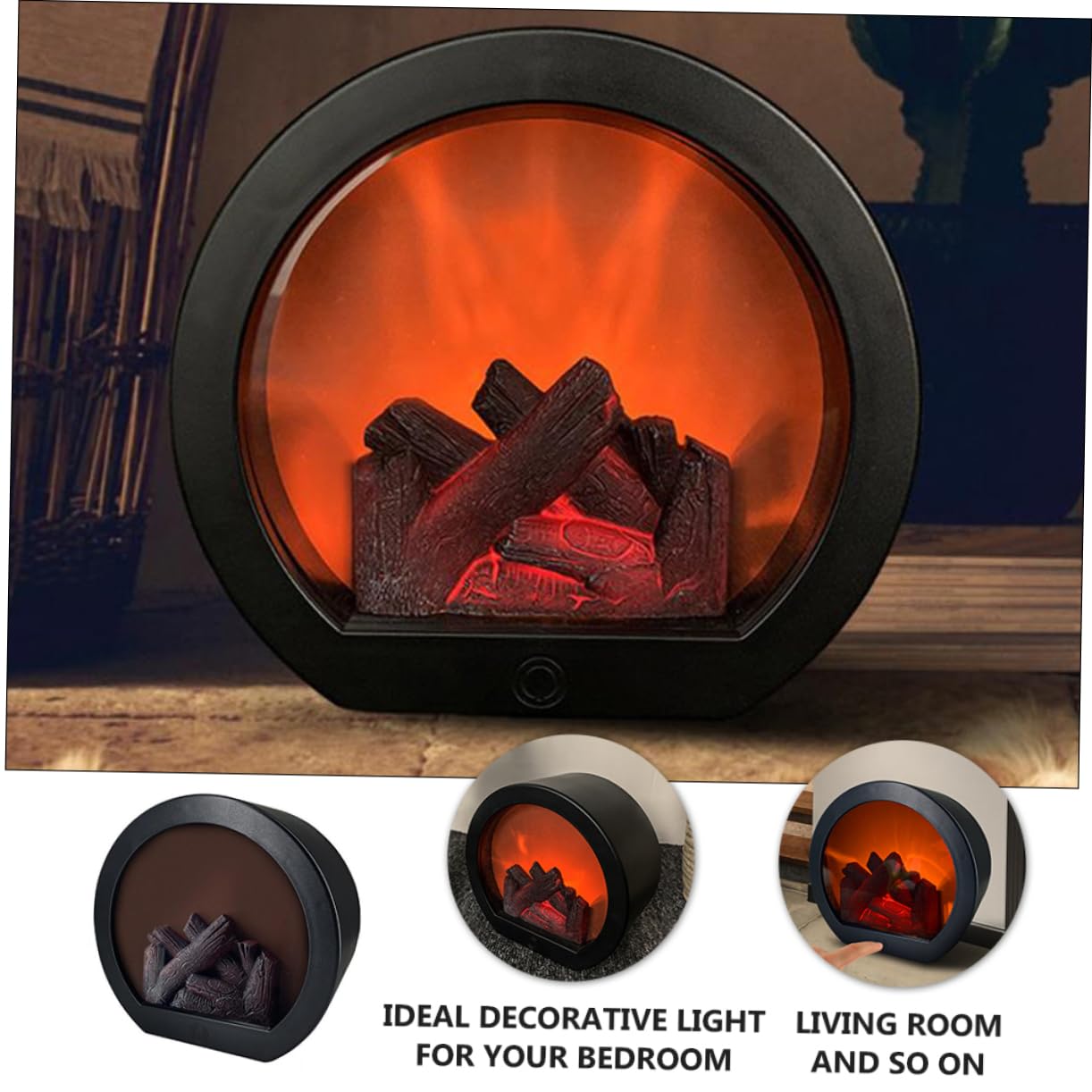 Uonlytech Simulated Fireplace Wind Lamp LED Nightlight Faux Fireplace LED Decor Living Room Light Tabletop Lamp LED Flame Lamp Simulated Fireplace Light LED Plastic Desk Lamp Desktop Lamp