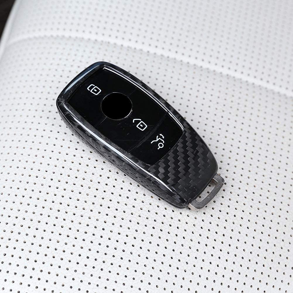 Terisass Car Remote Key Fob Case Shell Repalcement Carbon Fiber Key Shell Case Cover Trim for Mercedes Benz E Class W213 2016 2017 2018 for Mercedes Benz S Class W222 2014 2015 2016 2017 2018