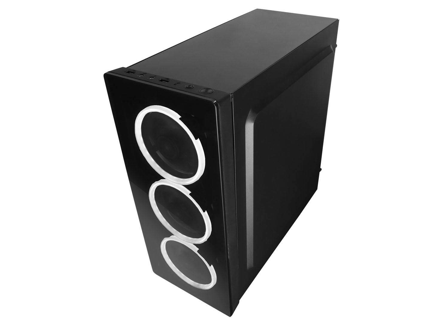 Raidmax NEON Gaming Computer Case See-Through Front and Side Panel with 3 White LED Front Fans Pre-Installed