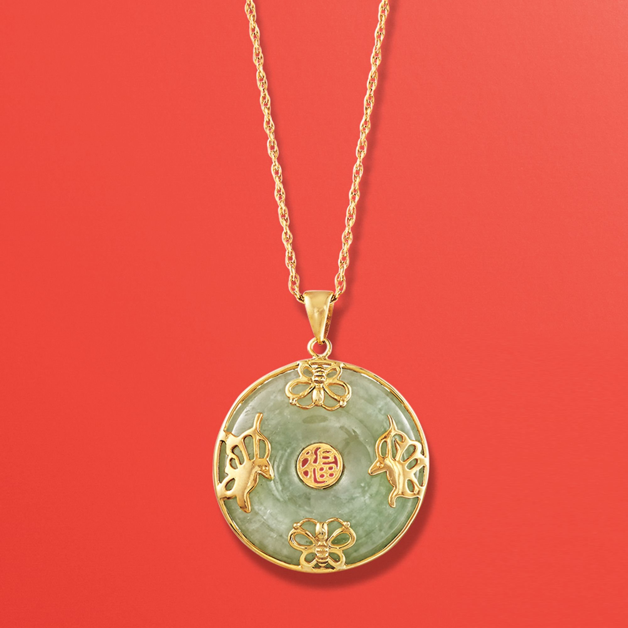 Ross-Simons Good Fortune Butterfly Pendant Necklace in 18kt Gold Over Sterling