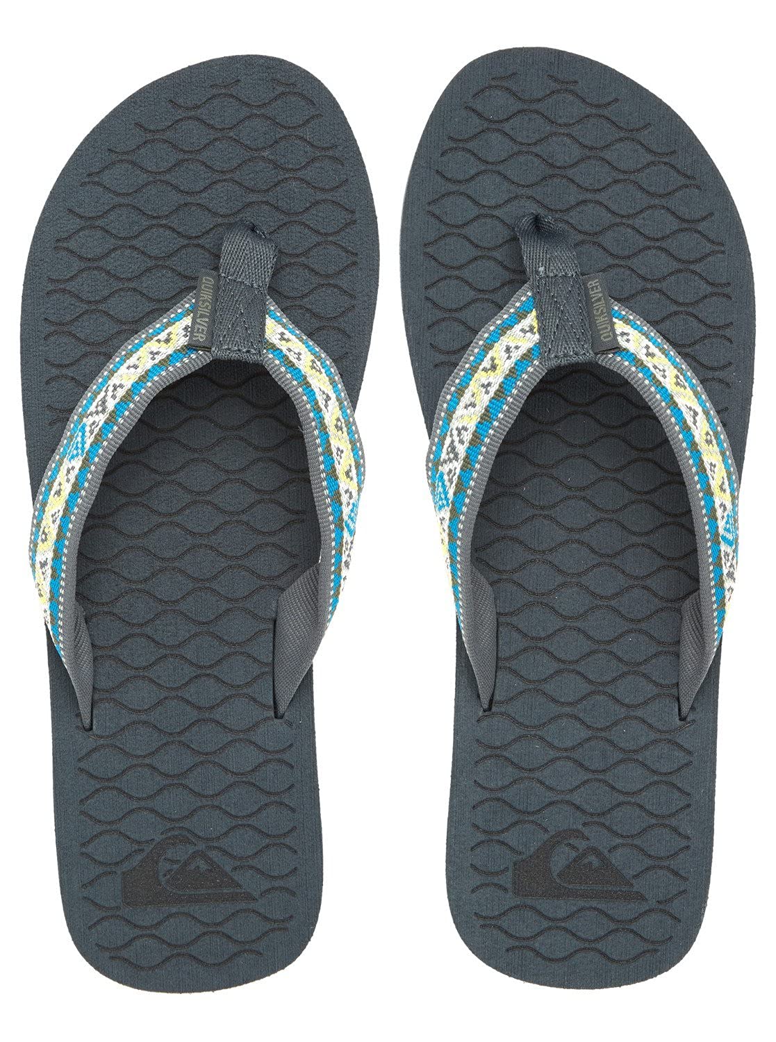 Quiksilver Men's 3 Point Sandal Flip-Flop, Green/Blue/Grey Hillcrest, 10