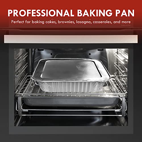 ZALAXY 8" Square Disposable Aluminum Cake Pans with Lids, Foil Pans Food Containers Perfect for Baking Cakes, Cooking, Roasting, Homemade breads (20 Pack)