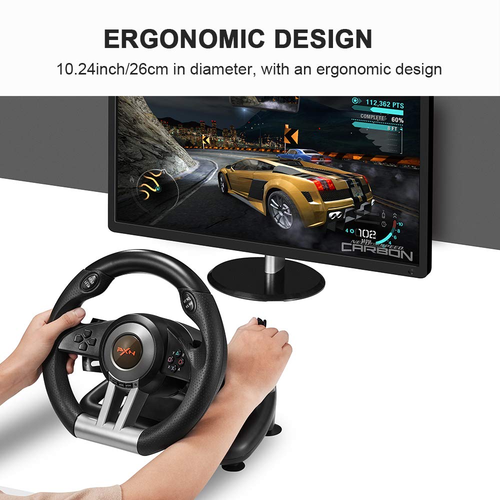 PXN PC Racing Wheel, V3II 180 Degree Universal Usb Car Sim Race Steering Wheel with Pedals for PS3, PS4, Xbox One, Xbox Series X/S, Nintendo Switch (Black)