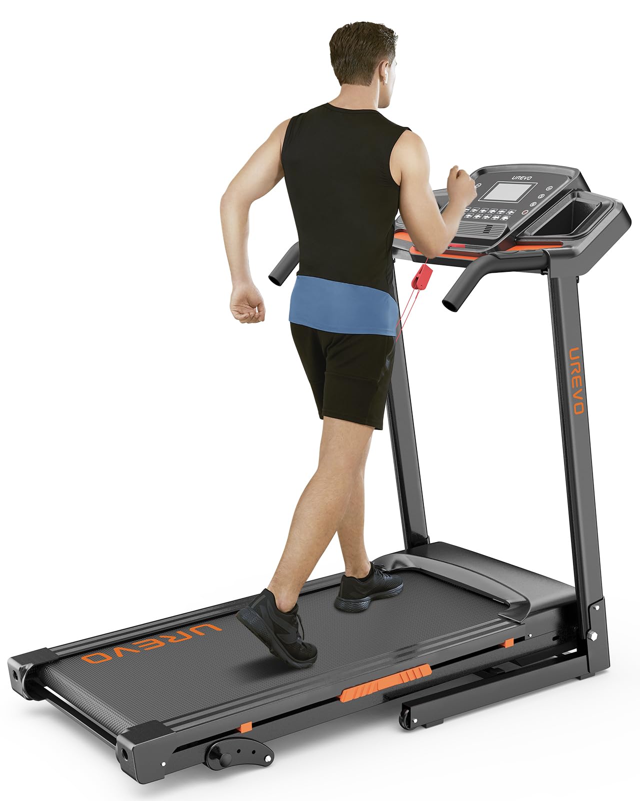 UREVO Foldable Treadmill with Incline, Folding Treadmill for Home Electric Treadmill Workout Running Machine, Handrail Controls Speed, Pulse Monitor