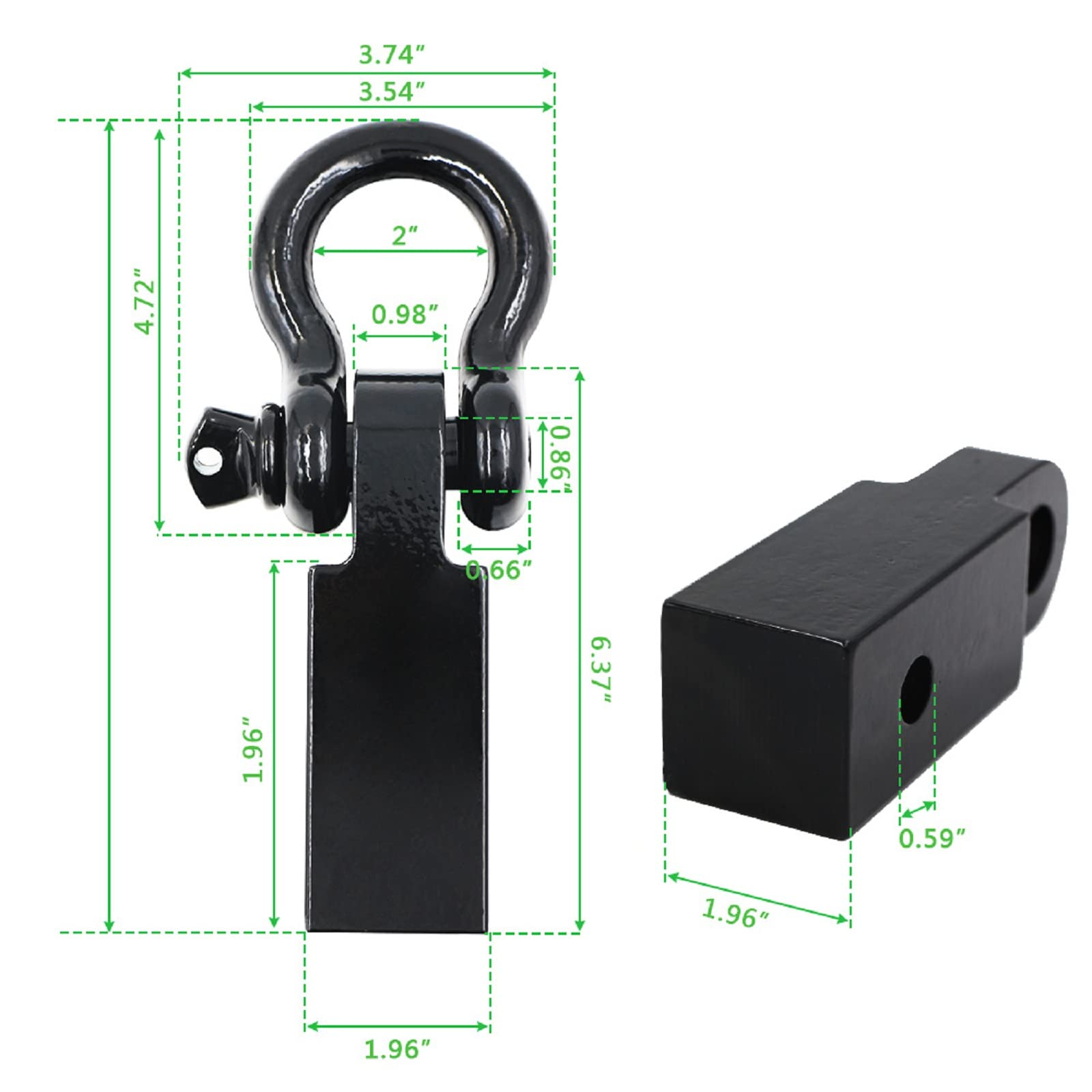 Shackle Hitch Never Rust Receiver, Best Towing Accessories Replacement for Jeeps & Trucks, 42,108 lbs Max Capacity, 2β Receivers, Shackle Bracket Heavy Duty and Solid with 3/4'' D Ring Shackle!