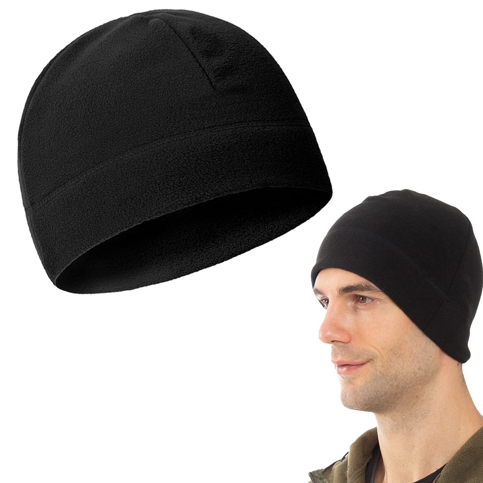 Synthetic Microfleece Red Tactical Polartec Watch Cap Fleece Youth Mens Winter Hat Military Tactical Skull Cap Beanie (Black)