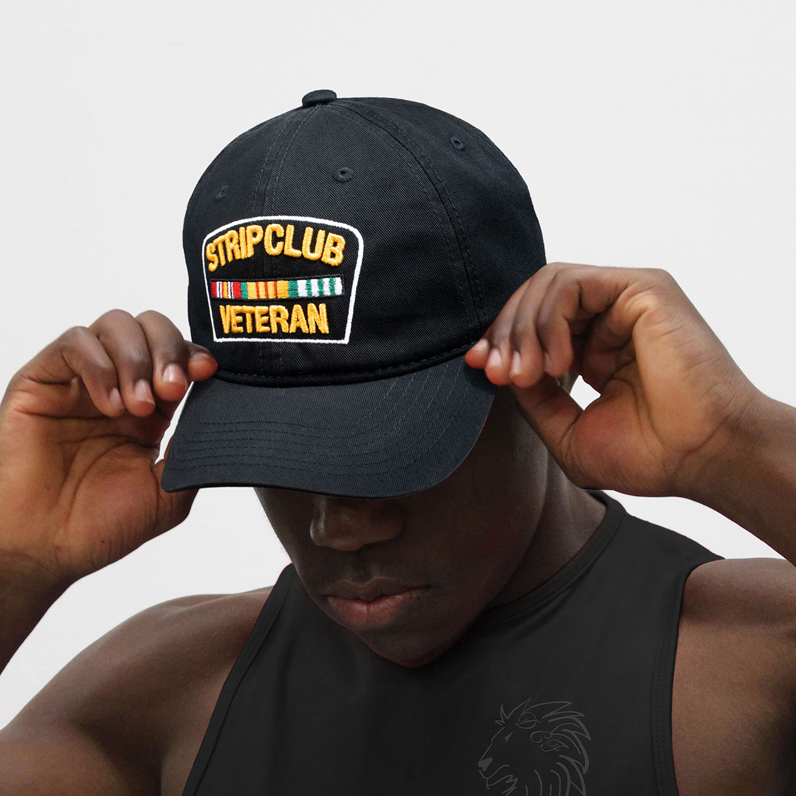 Strip Club Veteran Dad hat Pre Curved Visor Cotton Ball Cap Baseball Cap PC101 (Black_)