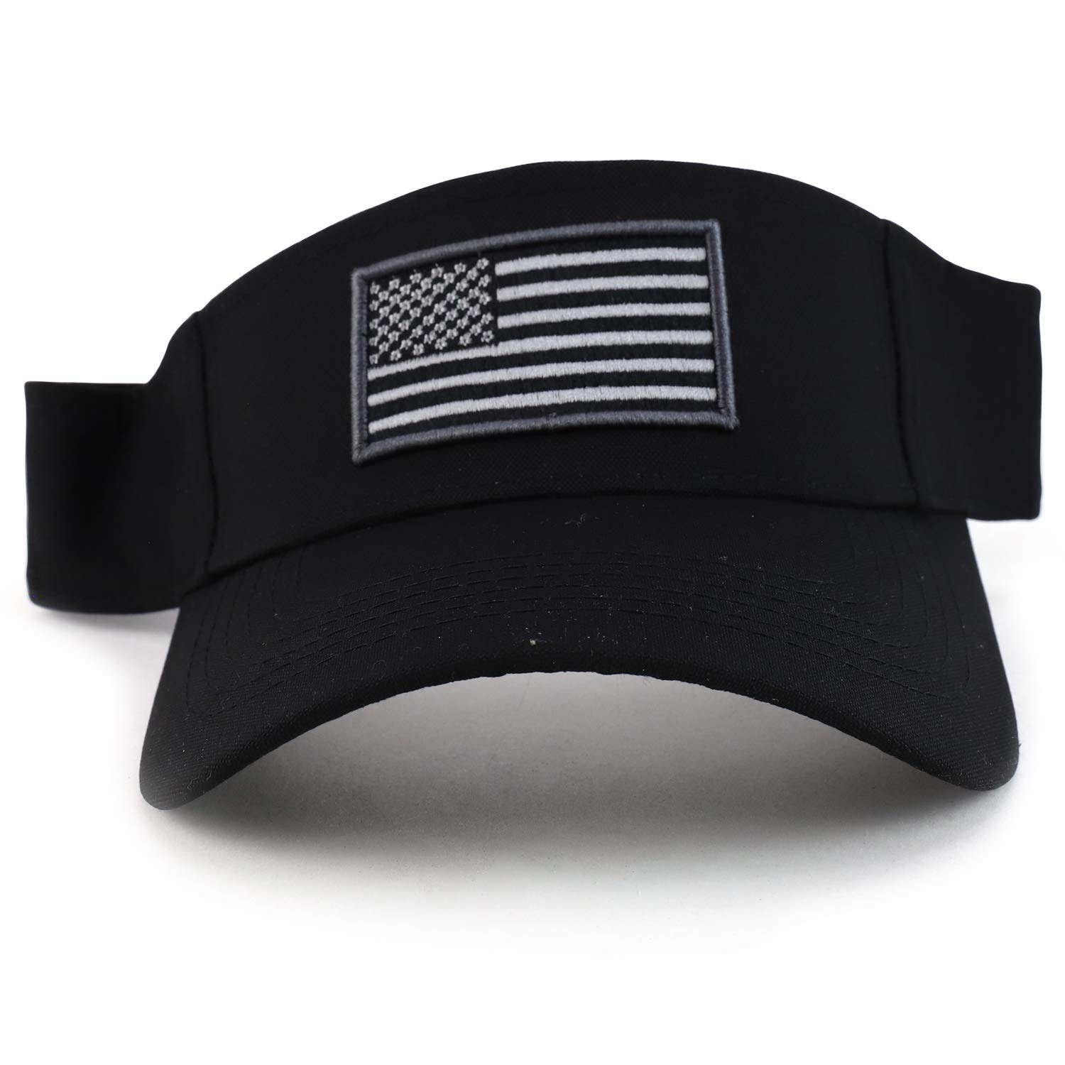 Trendy Apparel Shop USA American Flag Embroidered Polyester Summer Visor Hat - Digital Blue Camo