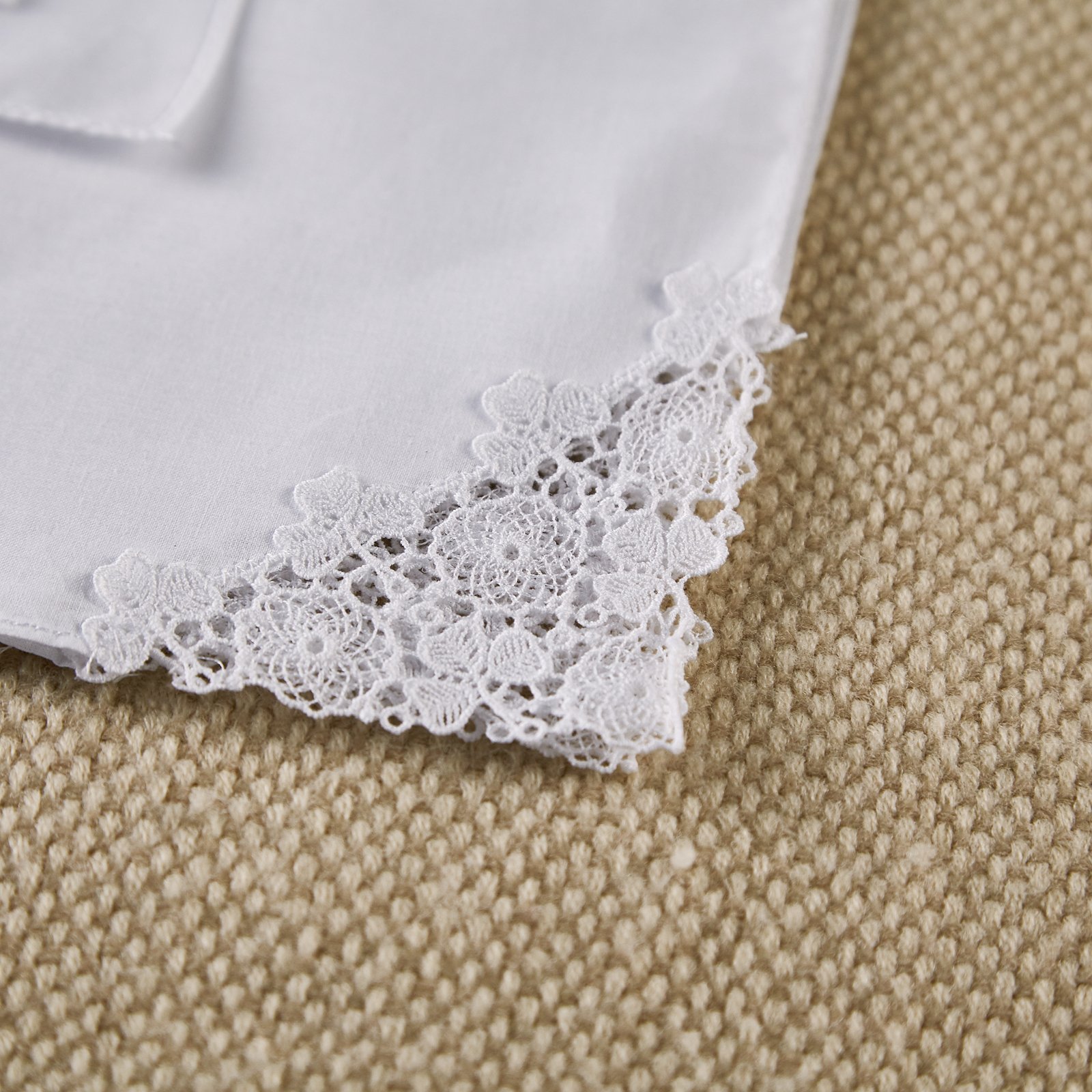 Ricosky Bridal Wedding White Crochet Lace Handkerchief Pack of 3 Pieces