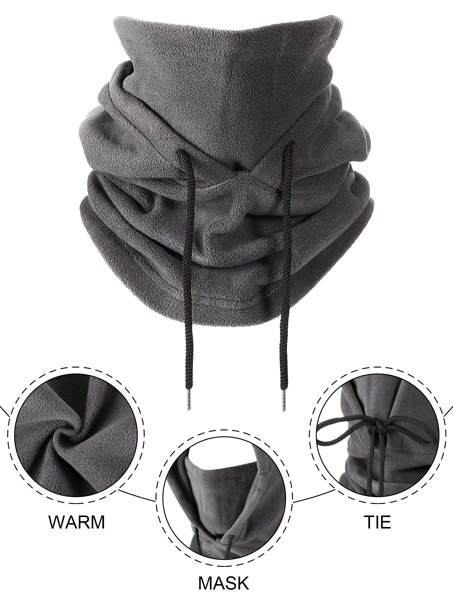 Syhood 3 Pieces Winter Fleece Balaclava Ski Tactical Heavyweight Balaclava (Black, Grey,2 Pieces)