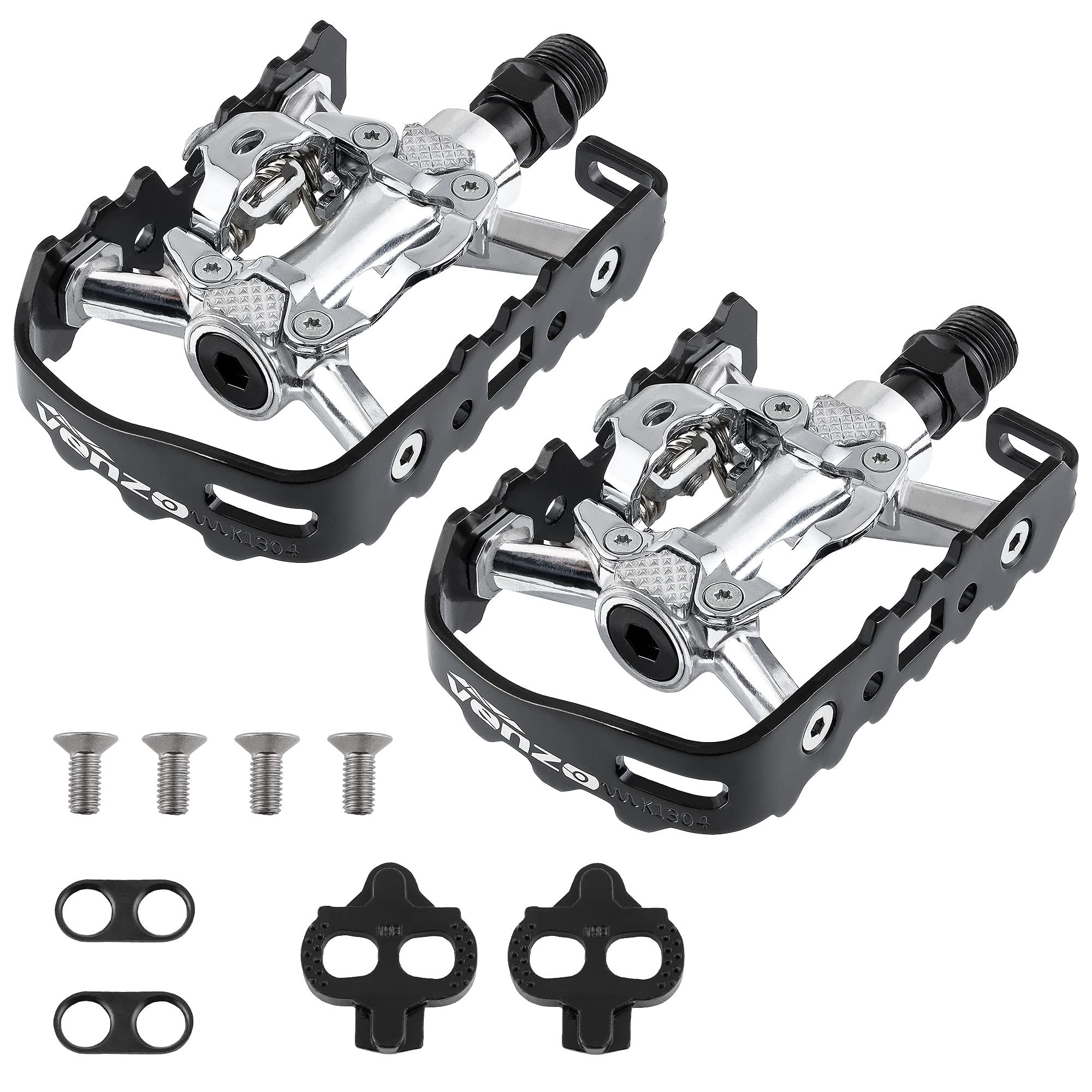 Venzo Men's Mountain Bike Bicycle Cycling Shoes with Multi-Function Clip-Less Pedal & Cleat - Compatible with Shimano SPD & Crankbrother Systems - 12 US Men
