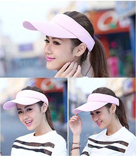 Pink Sun Visors for Women and Girls, Long Brim Thicker Sweatband Hats Caps