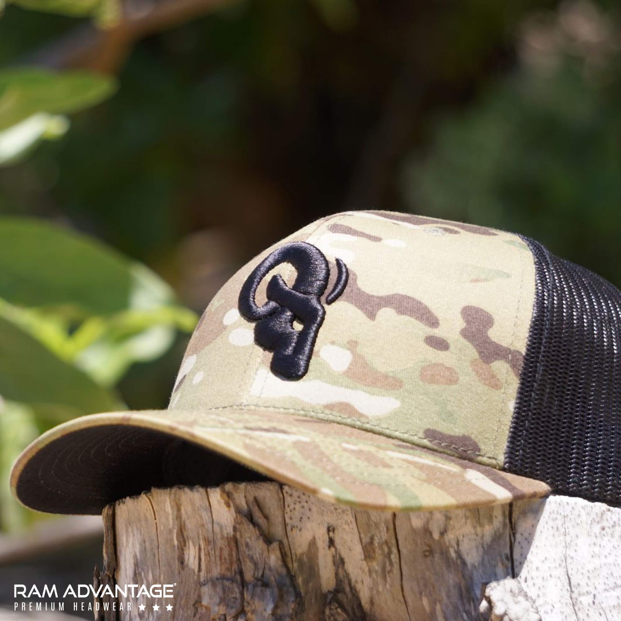 RAM ADVANTAGE Trucker Hat | Mesh Two Tone Snapback Cap Premium Quality Durable Comfortable Fit Blue/White