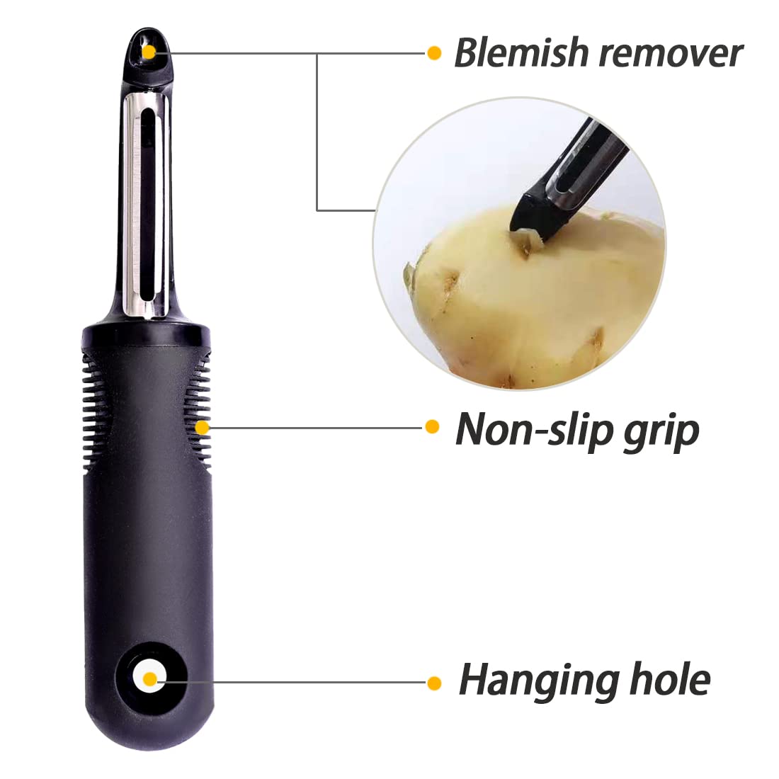 Weymier Potato Peeler Vegetable Peeler Apple peeler Fruit Peeler for kitchen peeler Sharp Stainless Steel Swivel Blades Peeler Good Grip Handle Built-in Potato Eye Remover