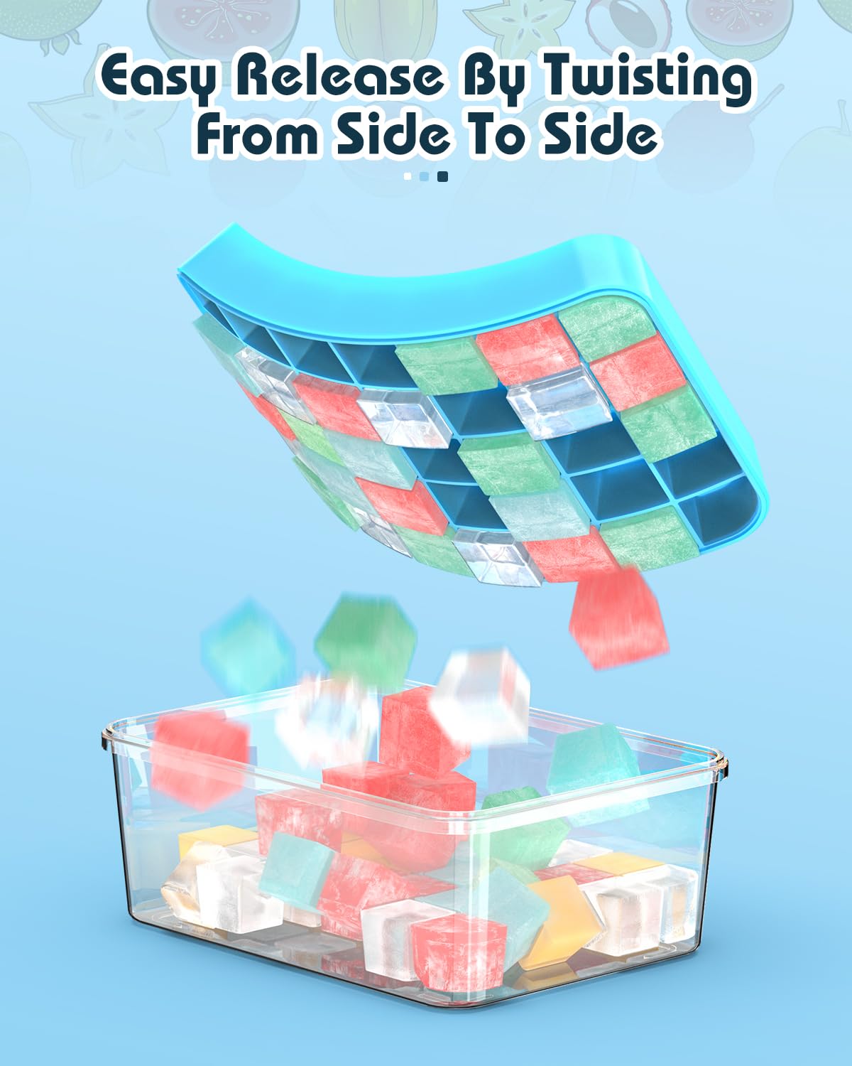 Xdoar Premium Silicone Ice Cube Trays With Lid and Bin, Easy-release Ice trays for Freezer, 70 Small Square Ice Maker with Ice Bucket and Ice Scoop, Ice Cube Storage Container for Chilled Drink Coffee