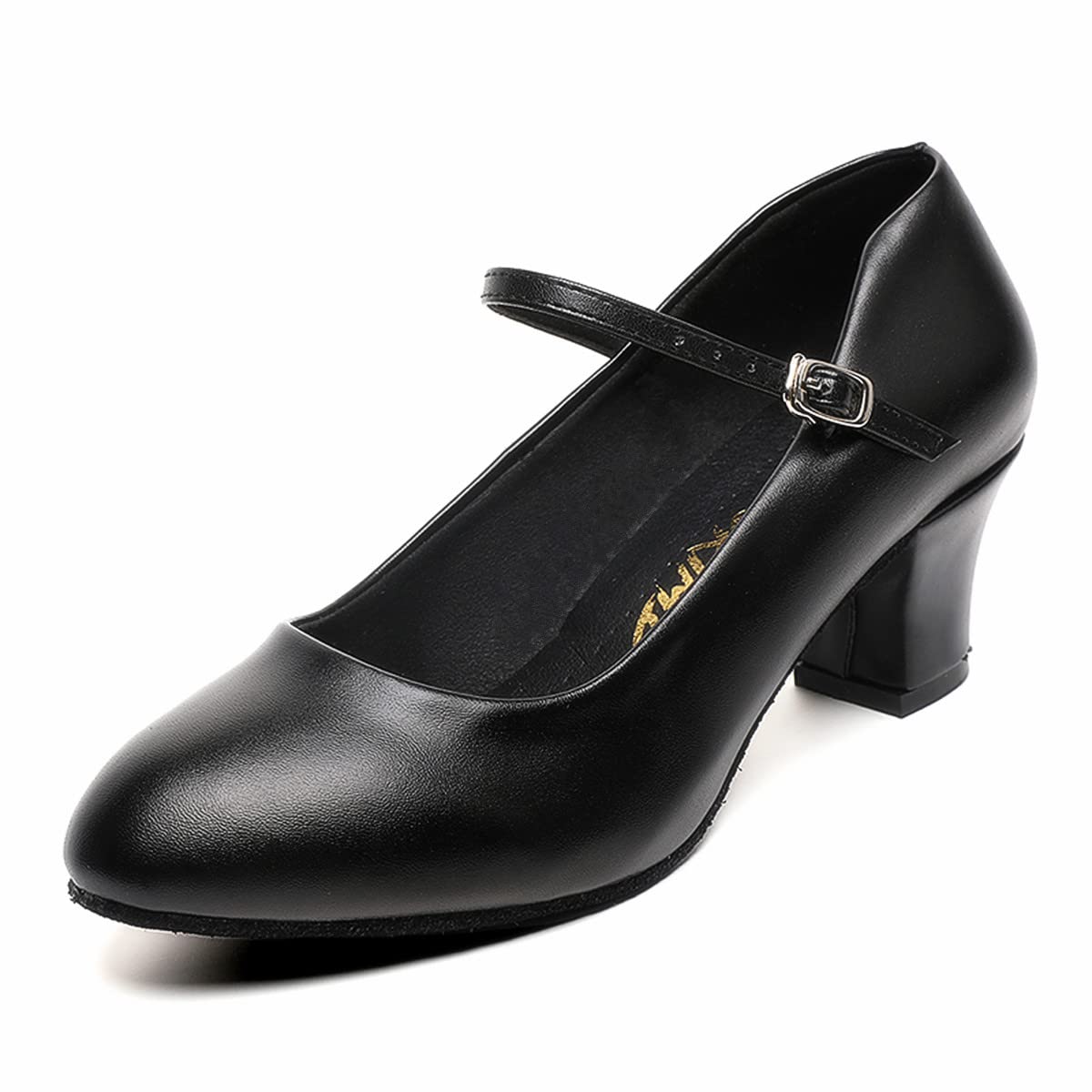 Womens Black Latin Salsa Character Shoes Ballroom Dance Heels Prom Wedding Shoes Dress Pump (7.5 / Black)