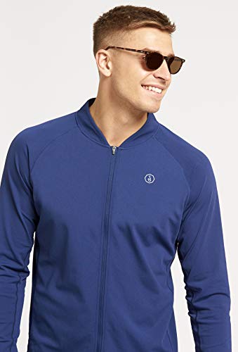Solbari UPF 50+ Men's Sun Protection Full Zip Swim Top Swimwear & Resort Collection - Large - Navy - UV Protection, Sun Protective