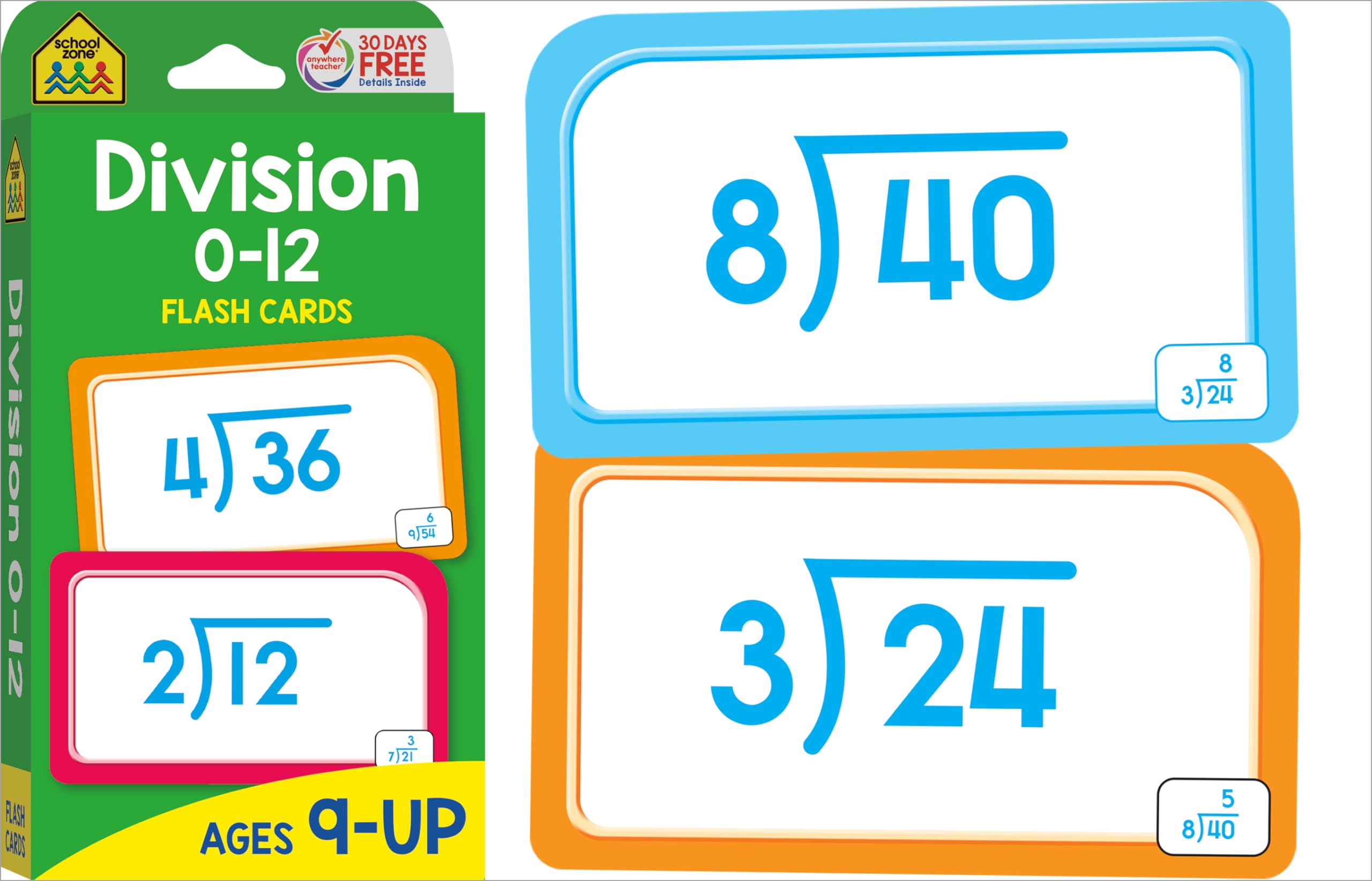 School Zone - Get Ready Flash Cards Multiplication & Division 2 Pack - Ages 8 to 9, 3rd Grade, 4th Grade, Multiplication 0-12, Division 0-12, Elementary Math, and More