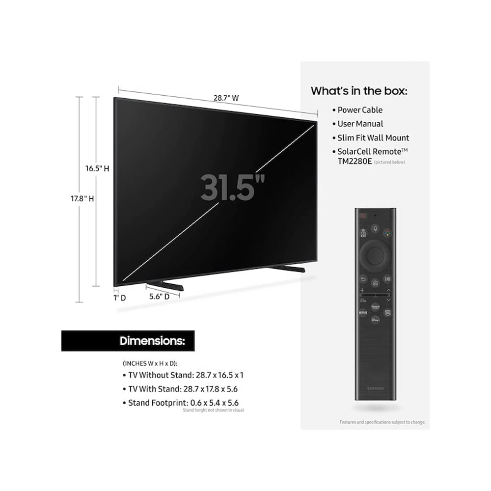 SAMSUNG QN32LS03BBFXZA 32 inch The Frame QLED 4K UHD Quantum HDR Smart TV 2022 Bundle with Premium 4 YR CPS Enhanced Protection Pack