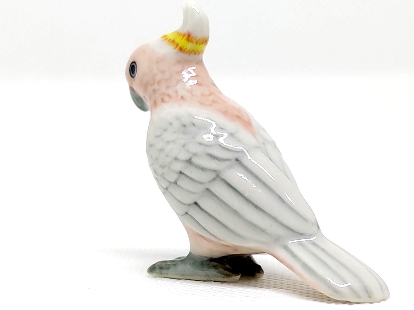 SSJSHOP Cockatoo Micro Tiny Dollhouse Figurines Hand Painted Ceramic Animals Bird Collectible Gift Home Garden Decor (Cockatoo)