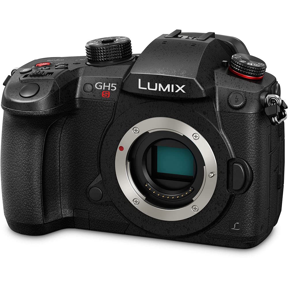 Panasonic Lumix DC-GH5S Mirrorless Digital Camera (DC-GH5S) - Bundle - with Panasonic 12-60mm Lens + Sony 32GB Tough SD Card + LED Video Light + Digital Flash + DMW-BLF19 Battery + Soft Bag + More