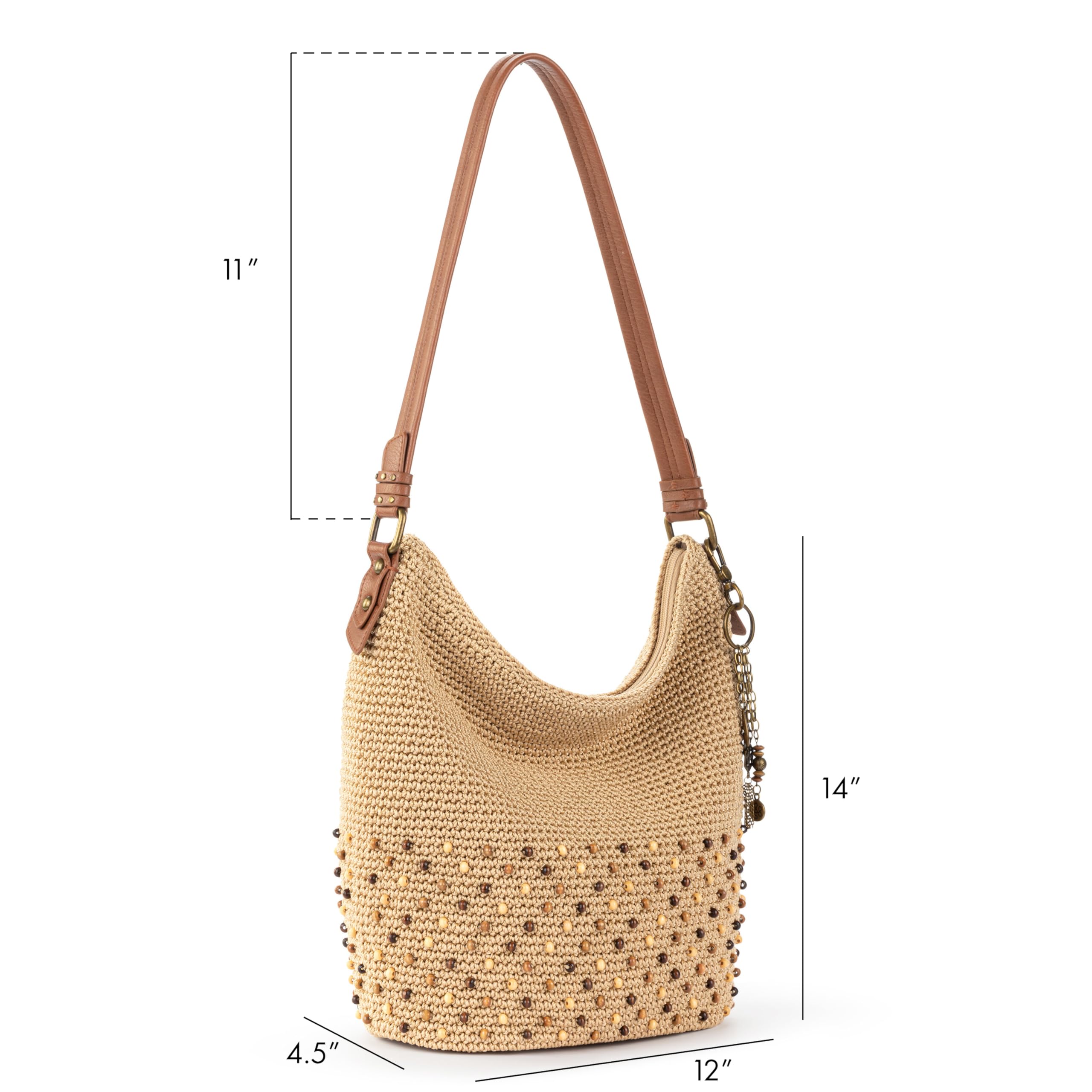 The Sak Womens Hand-crochet, & Silhouette, Sequoia Hobo Bag in Hand Crochet Soft Slouchy Silhouette Timeless Elevated Design, Shitake, One Size US