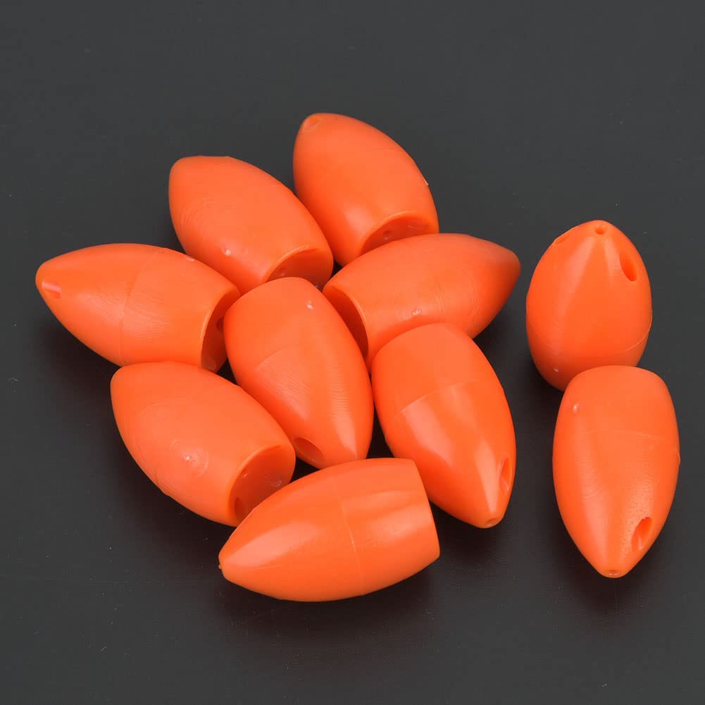 Yeuipea Fishing Bobber Float, 20 Pcs Rubber Oval Colorful Beans Stopper Fishing Bobber Float Fishing Tools Accessory(L-Orange)
