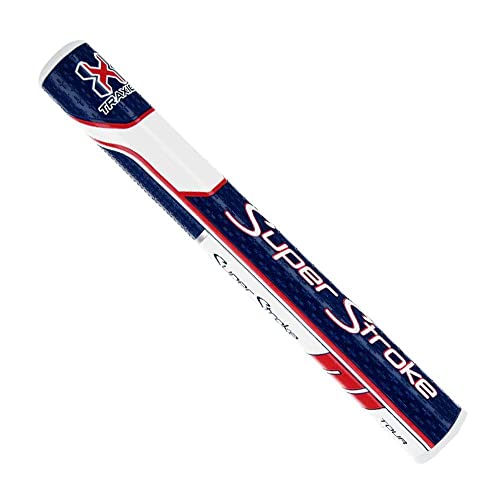 SuperStroke Traxion Tour Golf Putter Grip, Red/White/Blue (Tour 2.0) | Advanced Surface Texture That Improves Feedback and Tack | Minimize Grip Pressure with a Unique Parallel Design (070130)