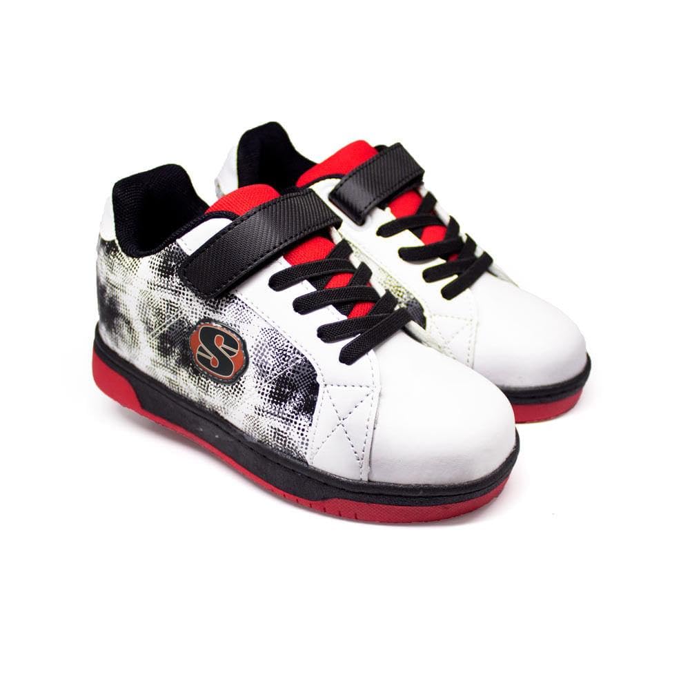 Proskate K-Speed 2 Wheels Skate Sneakers (White, Black, Red, us_footwear_size_system, little_kid, numeric, medium, numeric_4)