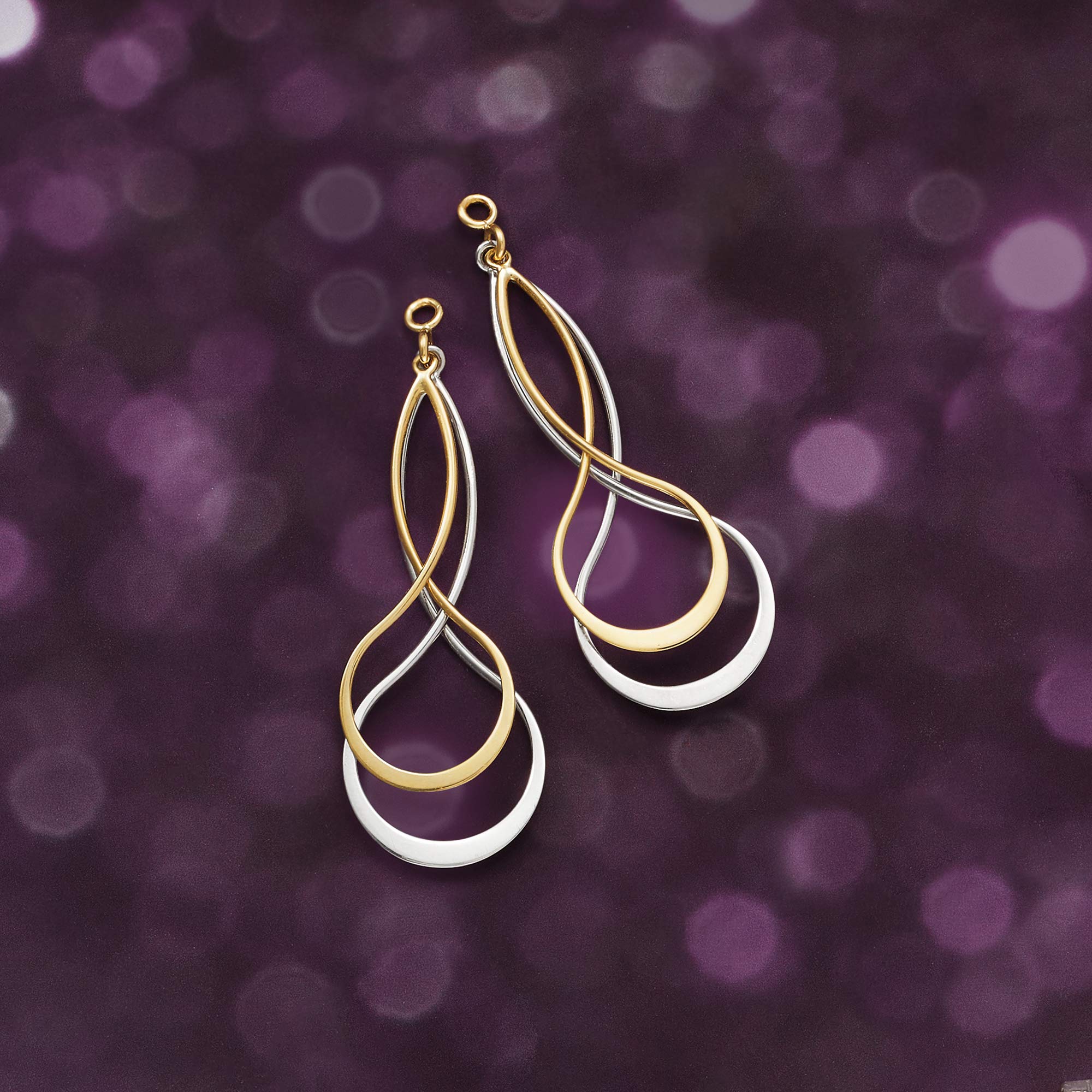Ross-Simons Sterling Silver and 14kt Yellow Gold Earring Jackets