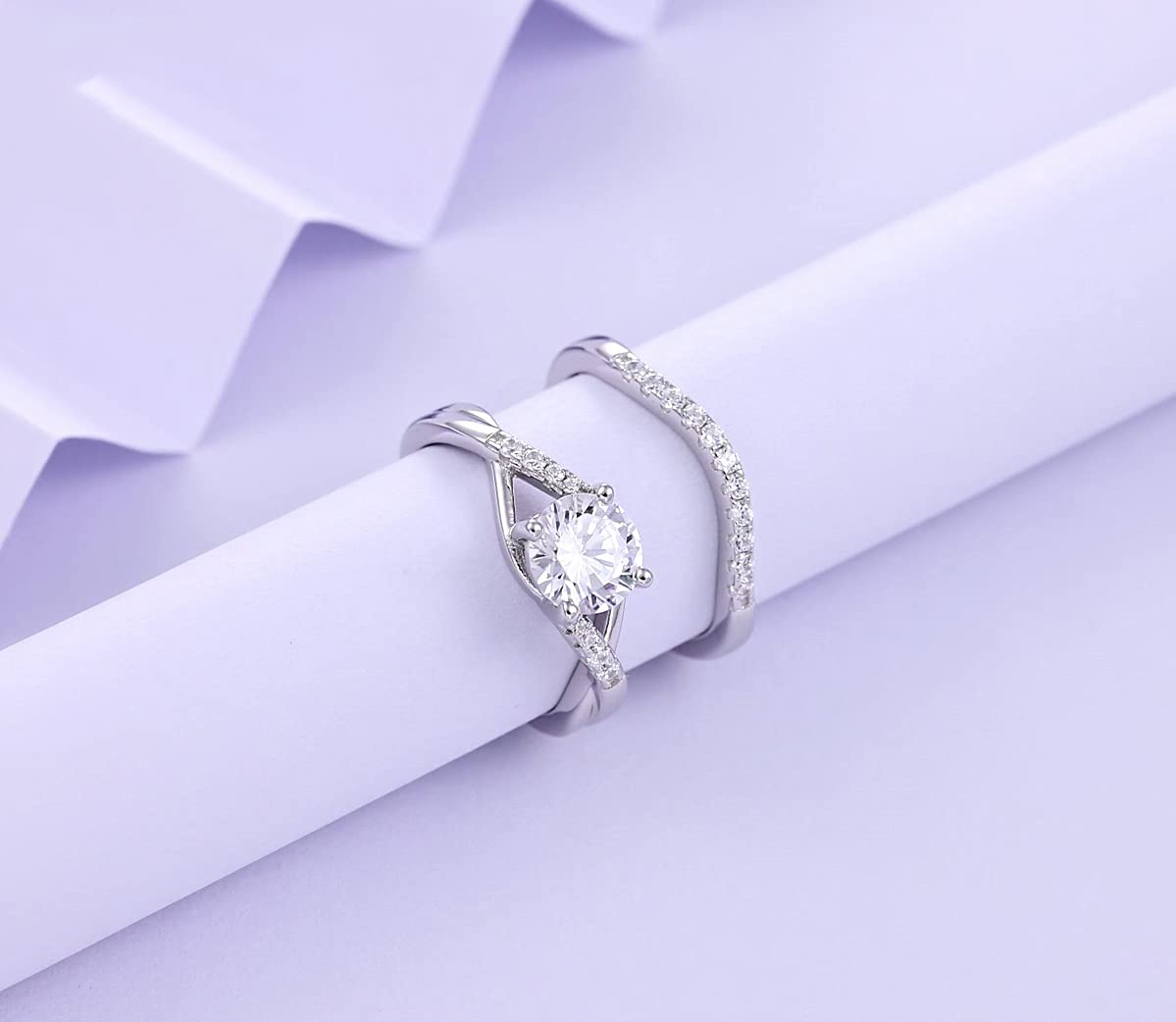 STARCHENIE Engagement Sets for Women Sterling Silver Cubic Zirconia Sterling Silver Wedding Sets for Women Size10