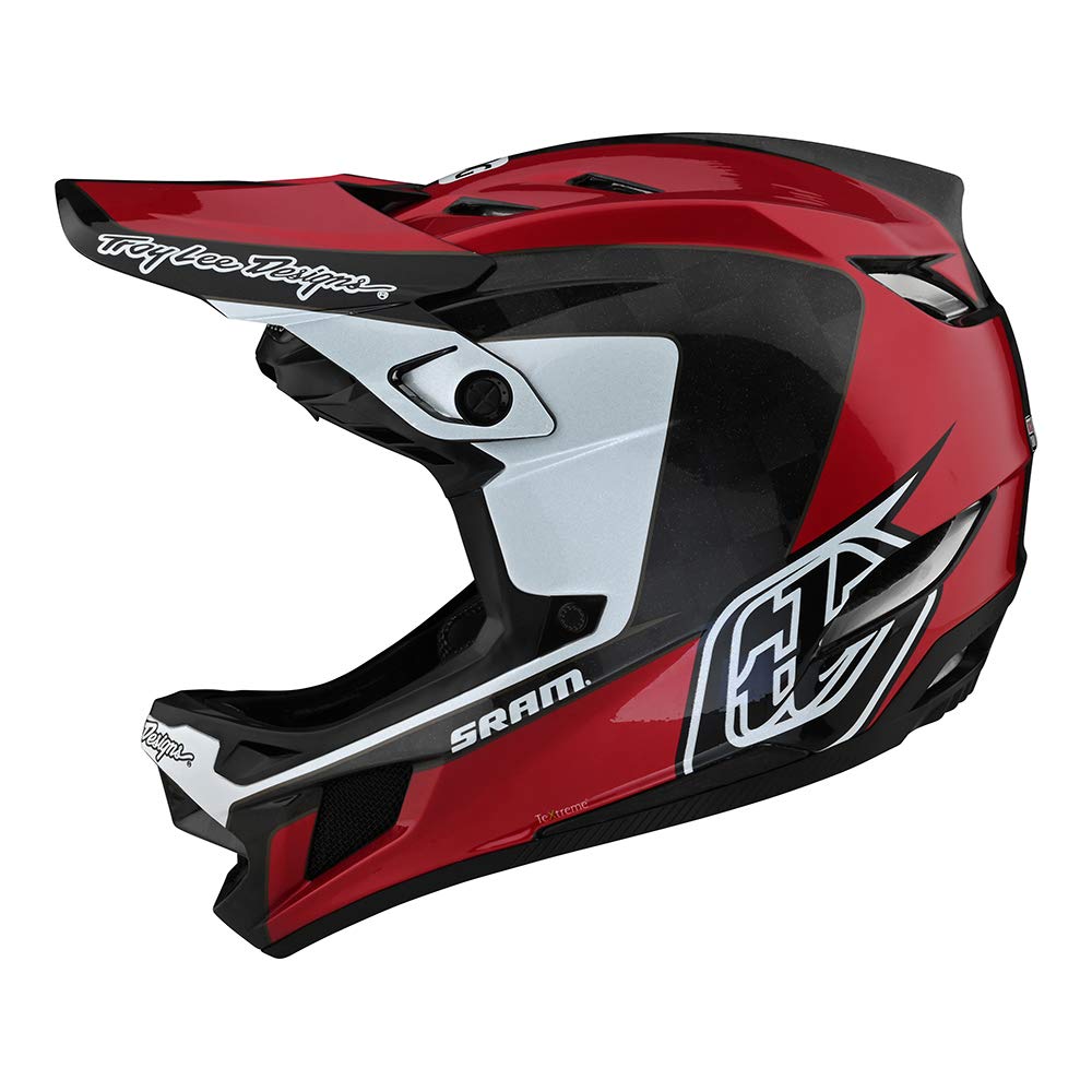 Troy Lee Designs Adult | Downhill | Mountain Bike | BMX | Full Face D4 Carbon Helmet Corsa SRAM W/MIPS (Red, XL)