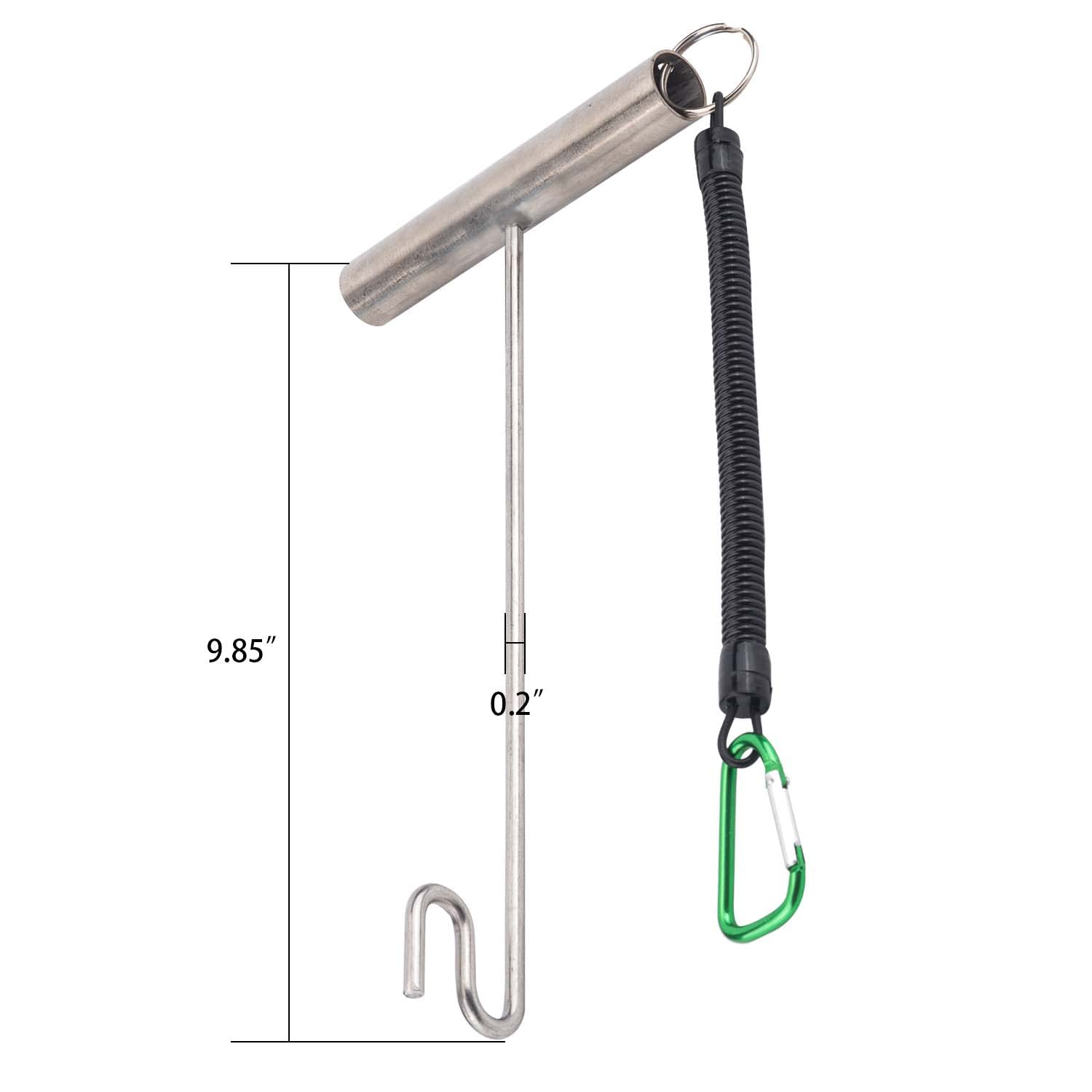 YEUQWJ Stainless Steel Shark Hook Remover, Fish Hook Remover, Heavy Duty Sea Fish Hook Remover. with Coiled Lanyard. Suitable for Large Fish Fishing. (1)